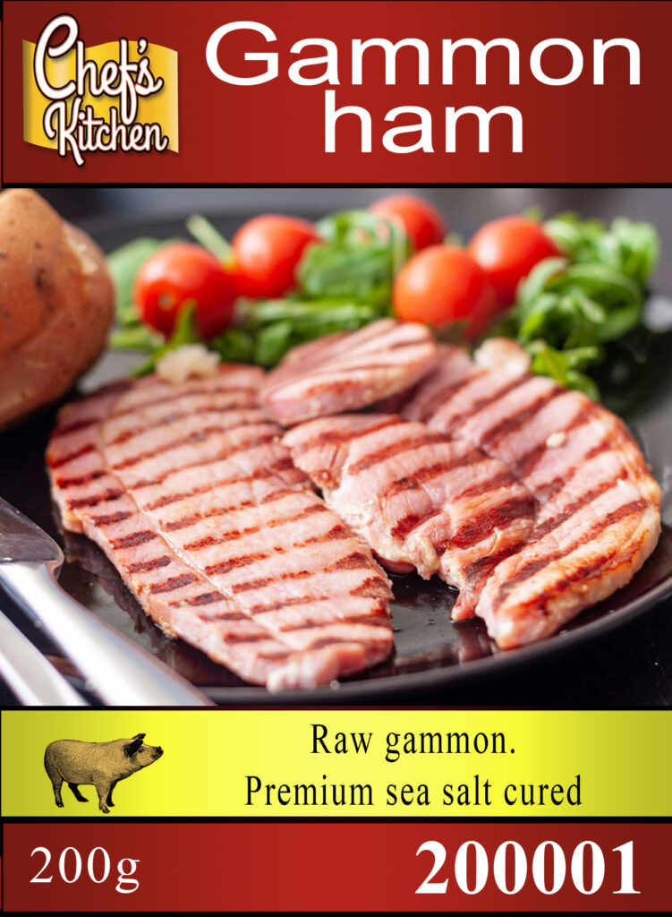 Gammon ham (uncooked cured thick sliced leg of ham) Approx 250-280g ...